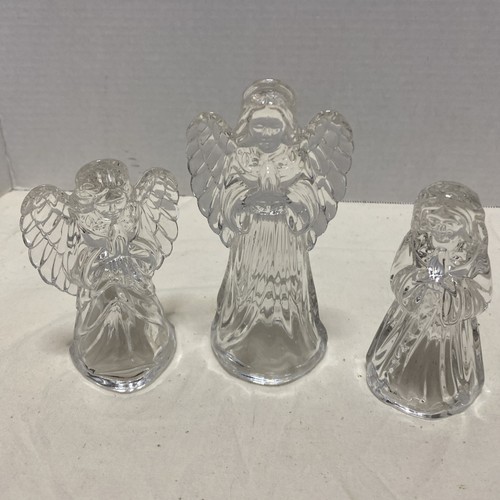 Princess House Nativity Set Lead Crystal Lot 3 Vintage Glass Standing ...