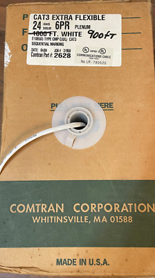 CAT-3 EXTRA FLEXIBLE 6PR CABLE PLENUM WHITE WIRE 24AWG 900ft. | eBay