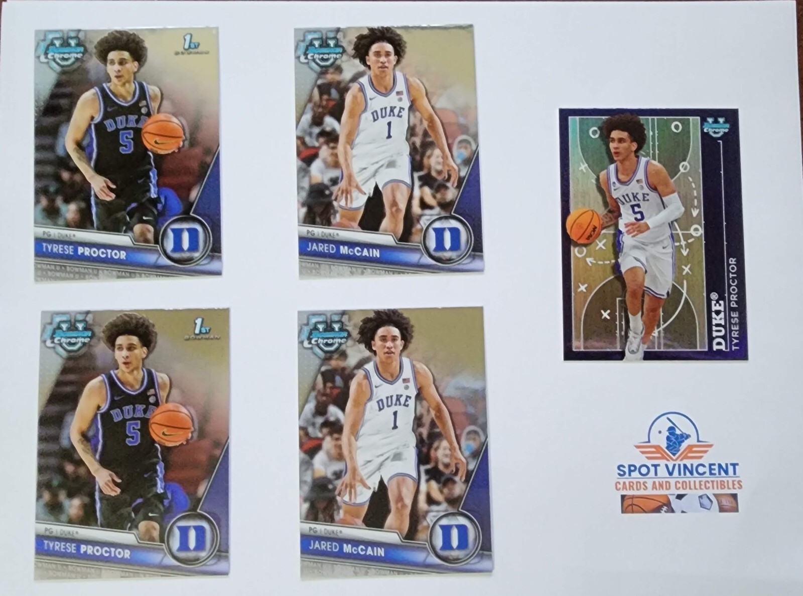 Lot of 5 Bowman Chrome University 23-24 Duke Basketball Cards Tyrese ...