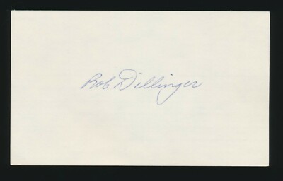 BOB DILLINGER (1946-1951 Browns, A's, Pirates) -Autographed 3x5 Index ...