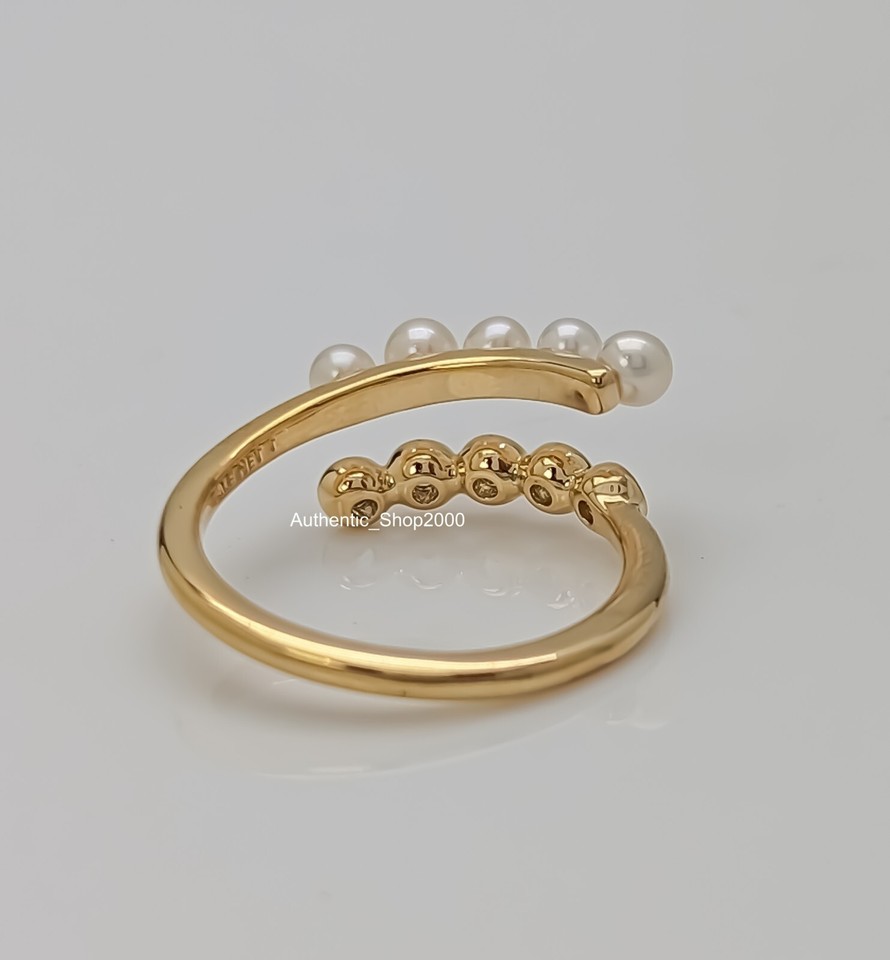 NEW 100% Authentic PANDORA Brand Gold Tone Pearls & Stones Open Ring ...