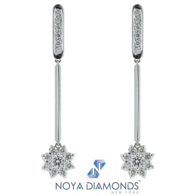 1.00 CARAT D VS1 DANGLING DIAMOND DROP STUD EARRINGS SET IN 18K GOLD | eBay