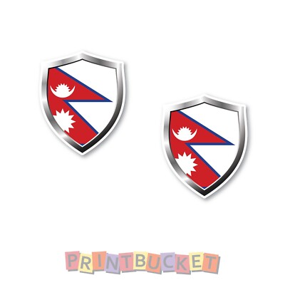 Nepal flag shield 90mm sticker Twin pack quality water & fade proof ...