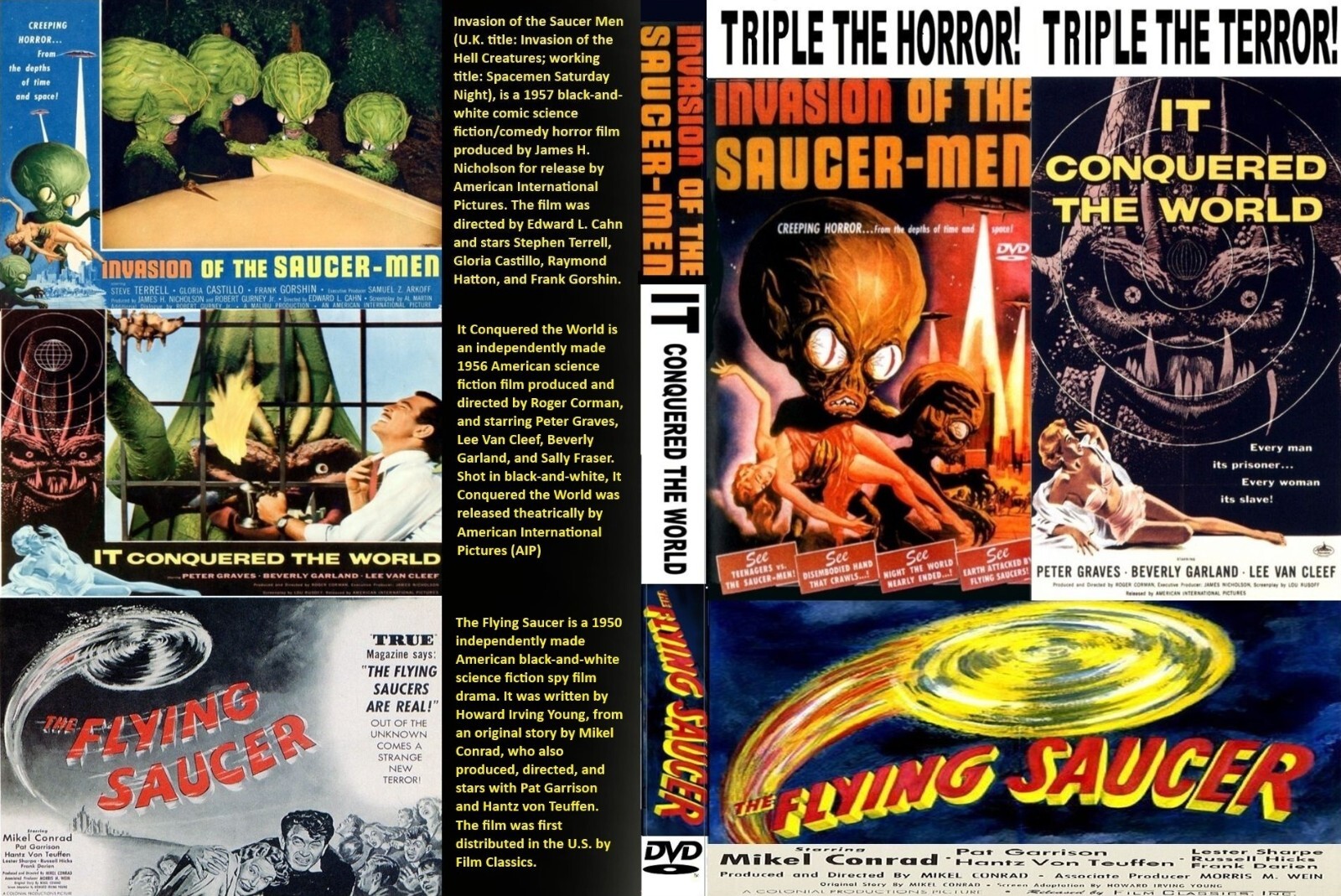 TRIPLE FEATURES ON ONE DVD_R INVASION OF SAUCER-MEN, IT CONQUERED ...