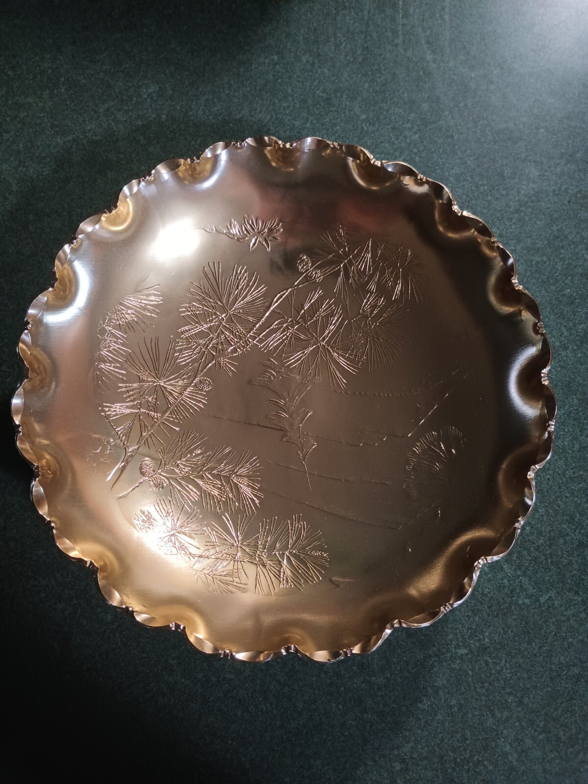 Vintage Arthur Armour Hammered Aluminum Gold Tone Bowl Pine Trees | eBay