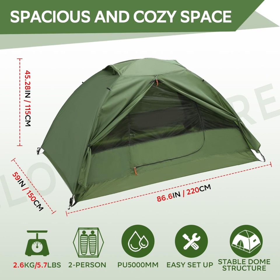 Crux Lightweight Tent for Backpacking - 2 Person Ultralight Backpacking ...