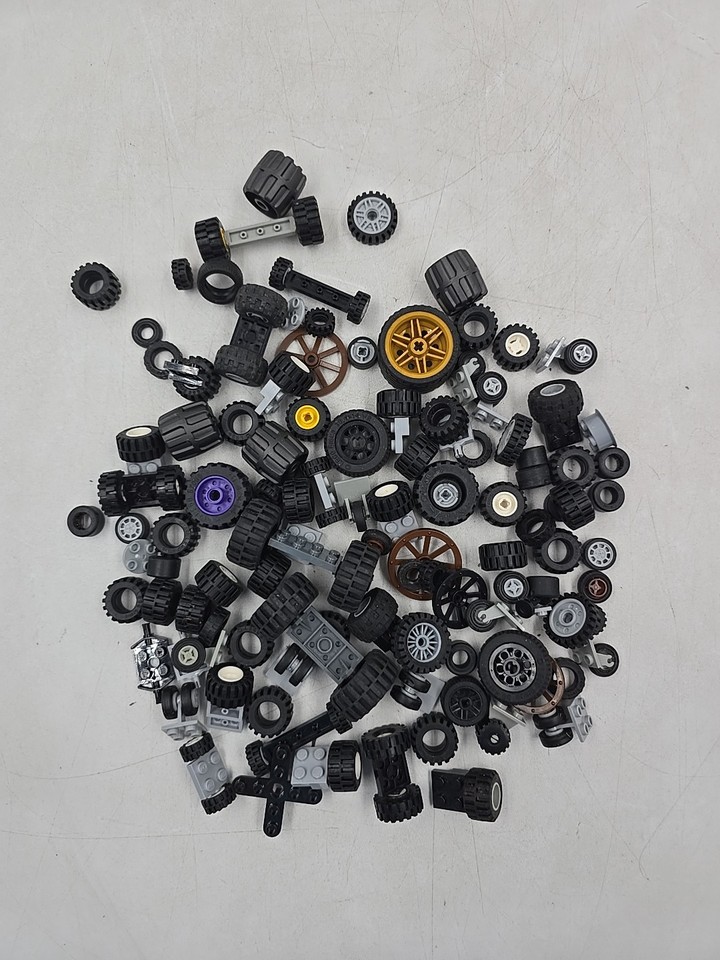 Lego Bulk Wheel Tires Axles Car Wagon Rubber Black Vehicle Lot Part ...