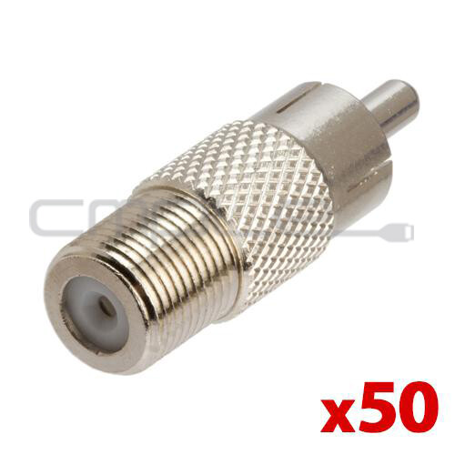 50 x F Type to RCA Adapter Female to Male Adapter Coax Cable Connector ...