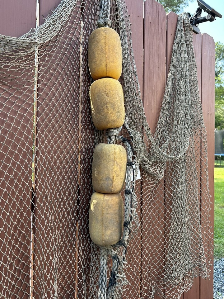 4 x Authentic Used Fishing Floats On Rope, Cut From Real Commercial ...