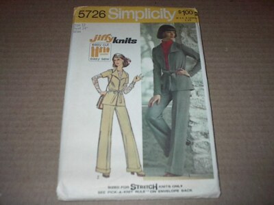 Vtg Simplicity Pattern 5726 Misses' Jiffy Knit Unlined Jacket and Pants ...