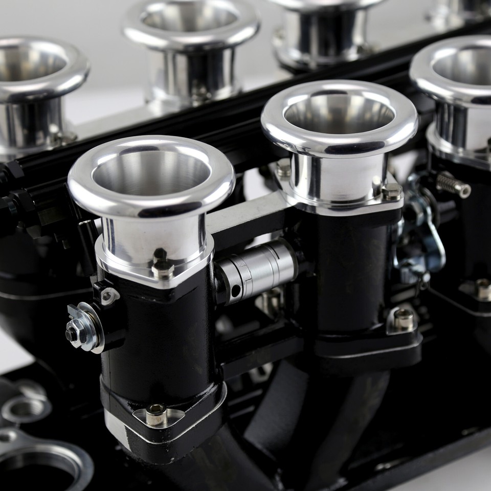 Chevy SBC 350 Downdraft EFI Stack Intake Manifold System Complete Black ...