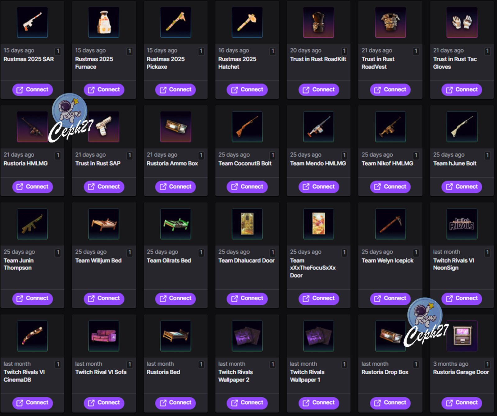 Rust Twitch Drops - Round 46 + 47 + 48 + 49 + 50 - ALL 34/34 Items! | eBay