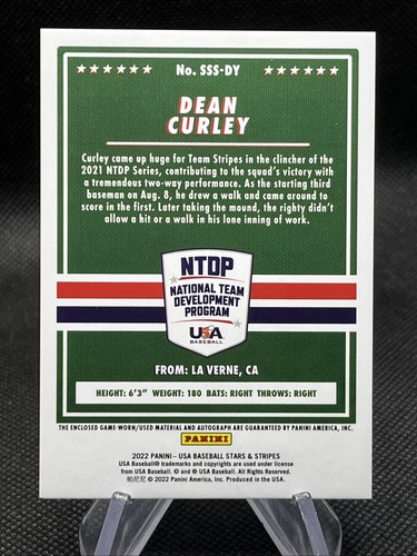Dean Curley 2022 Panini USA Baseball Stars & Stripes Auto Patch #’d ...
