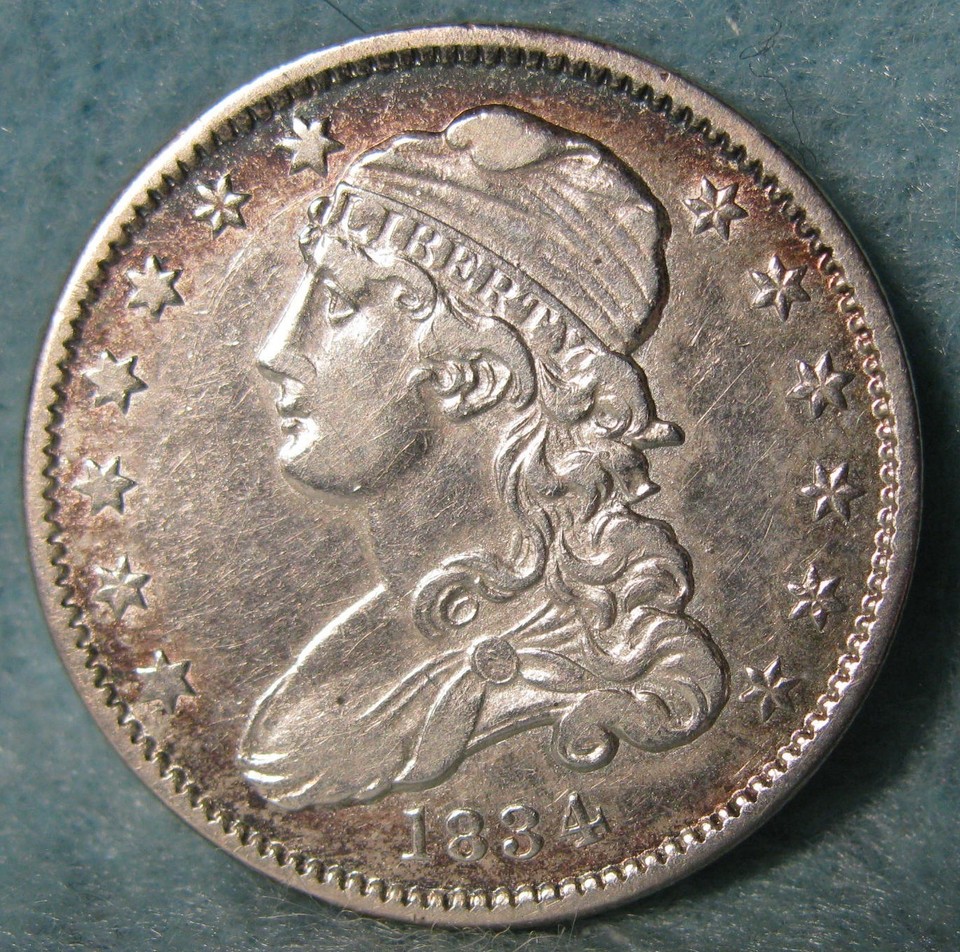 1834 O/F In Of Capped Bust Silver Quarter High Grade With Rotated ...