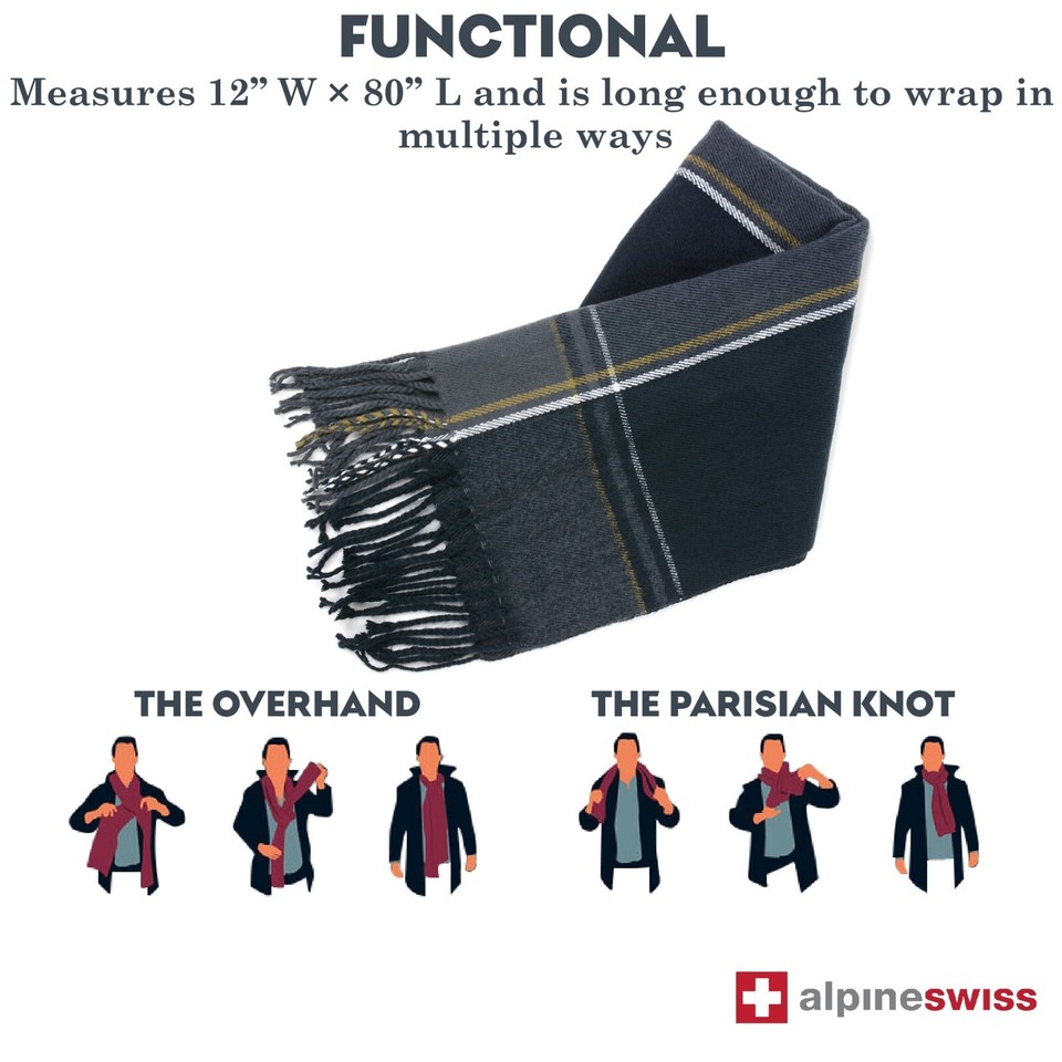 Alpine Swiss Mens Plaid Scarf Soft Winter Scarves Unisex,Dusk Plaid,One ...