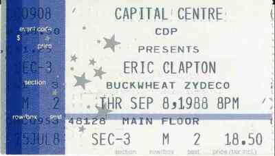9/8/1988 Eric Clapton Concert Ticket Stub 13th Row Capital Centre ...