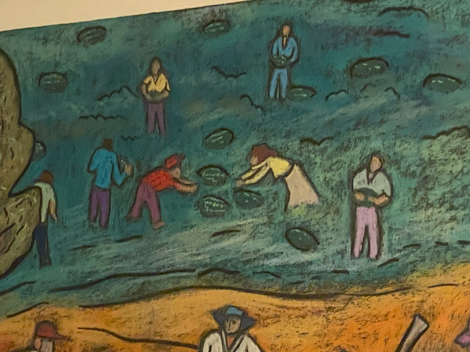 Vintage Large Framed Pastel Watermelon Picker by George Colin Folk Art ...