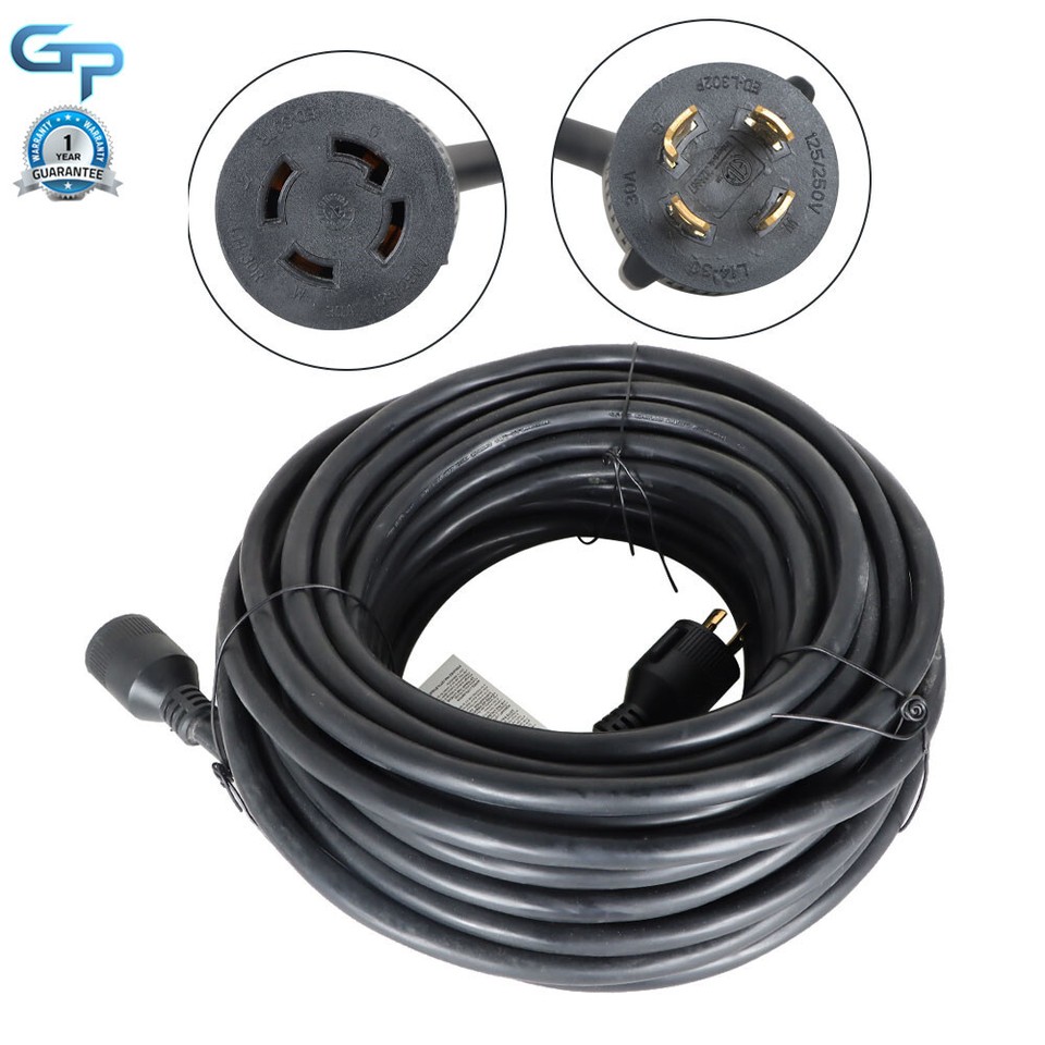 25/50/75/100Ft Generator Extension Power Cord L14-30 30 Amp Power Inlet ...