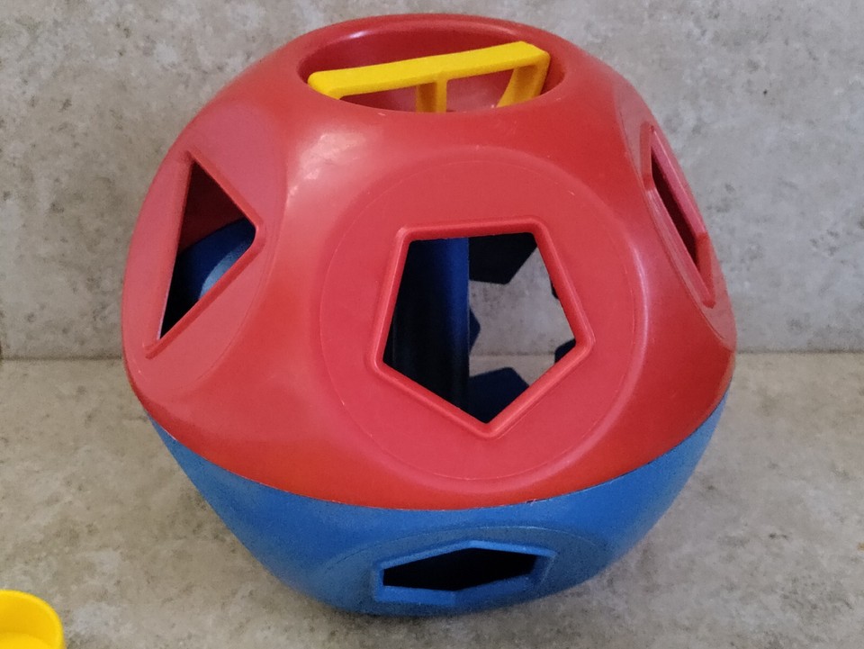 Tupperware Toys Shape-O-Ball Red Blue 11 Yellow shapes-Tupper Toy Learn ...