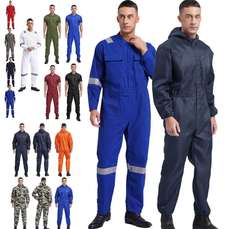 Mens Coveralls Jumpsuit Work Overalls One-piece Dustproof Dungarees ...