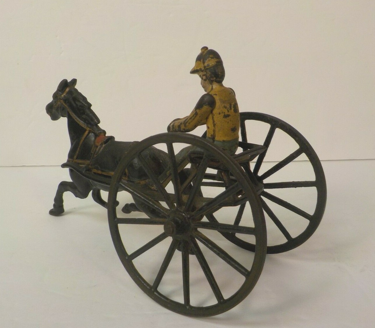19th C. Cast Iron Trotter Horse Harness Racing Toy (Surrey & Rider) | eBay