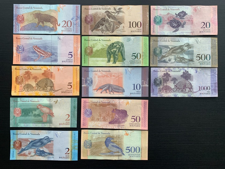13 PCS Venezuelan Animal Banknotes Lot. Venezuela Paper Money Currency ...
