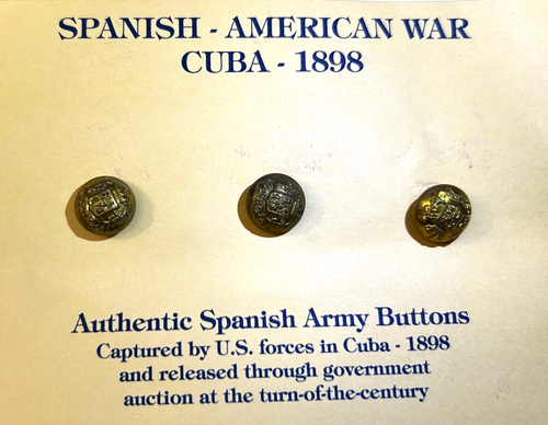 3 Small Brass Authentic Spanish Army Buttons Spanish-American War Cuba ...