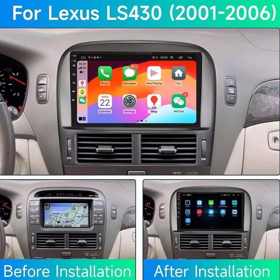 Android 13 Car Stereo GPS Radio Navi Fit For CarPlay For Lexus LS430 ...