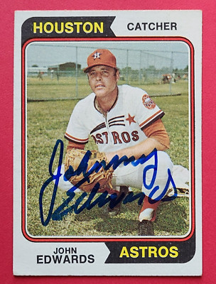 JOHN JOHNNY EDWARDS Hand Signed 1974 Topps #635 Houston Astros ...