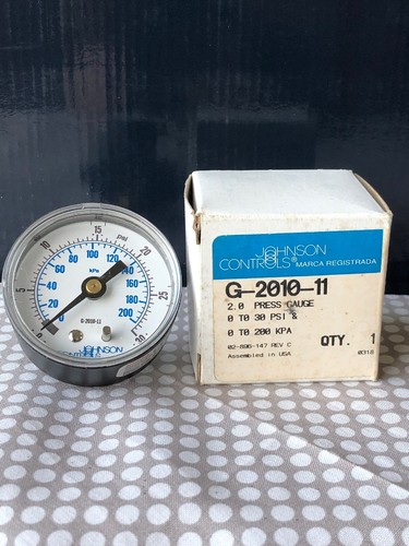 Johnson Controls G-2010-11 Pressure Air Gauge, 2" Dia, 0-30 PSI, 0-200 ...