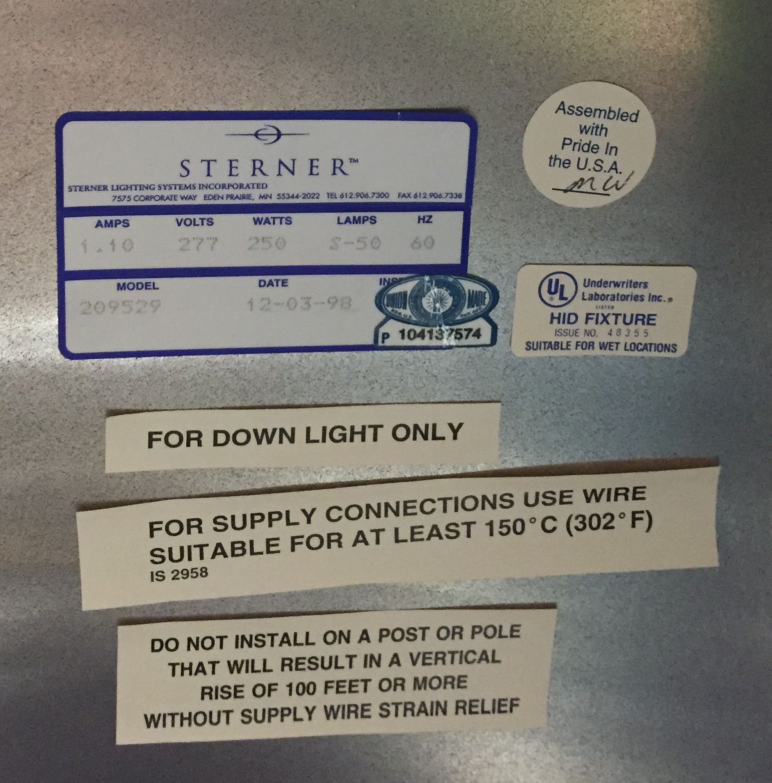 Sterner Lighting Systems 209529, 16" x 20" Outdoor Area Lighting ...