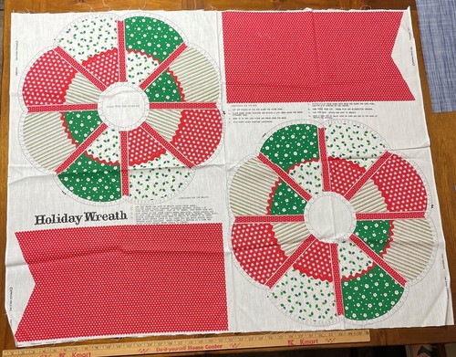Spring Mills Holiday Wreath Fabric Panel, Cut & Sew, Vintage, Uncut ...