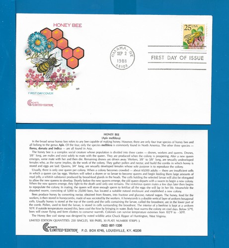 Scott 2281 Honeybee w/insert Sep 2, 1988 Cover Craft - Farnam FDC BOXC ...