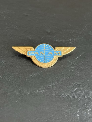 VTG ORIGINAL PAN AM "JUNIOR" CLIPPER PILOT WINGS 2-1/4" BLUE & GOLD ...