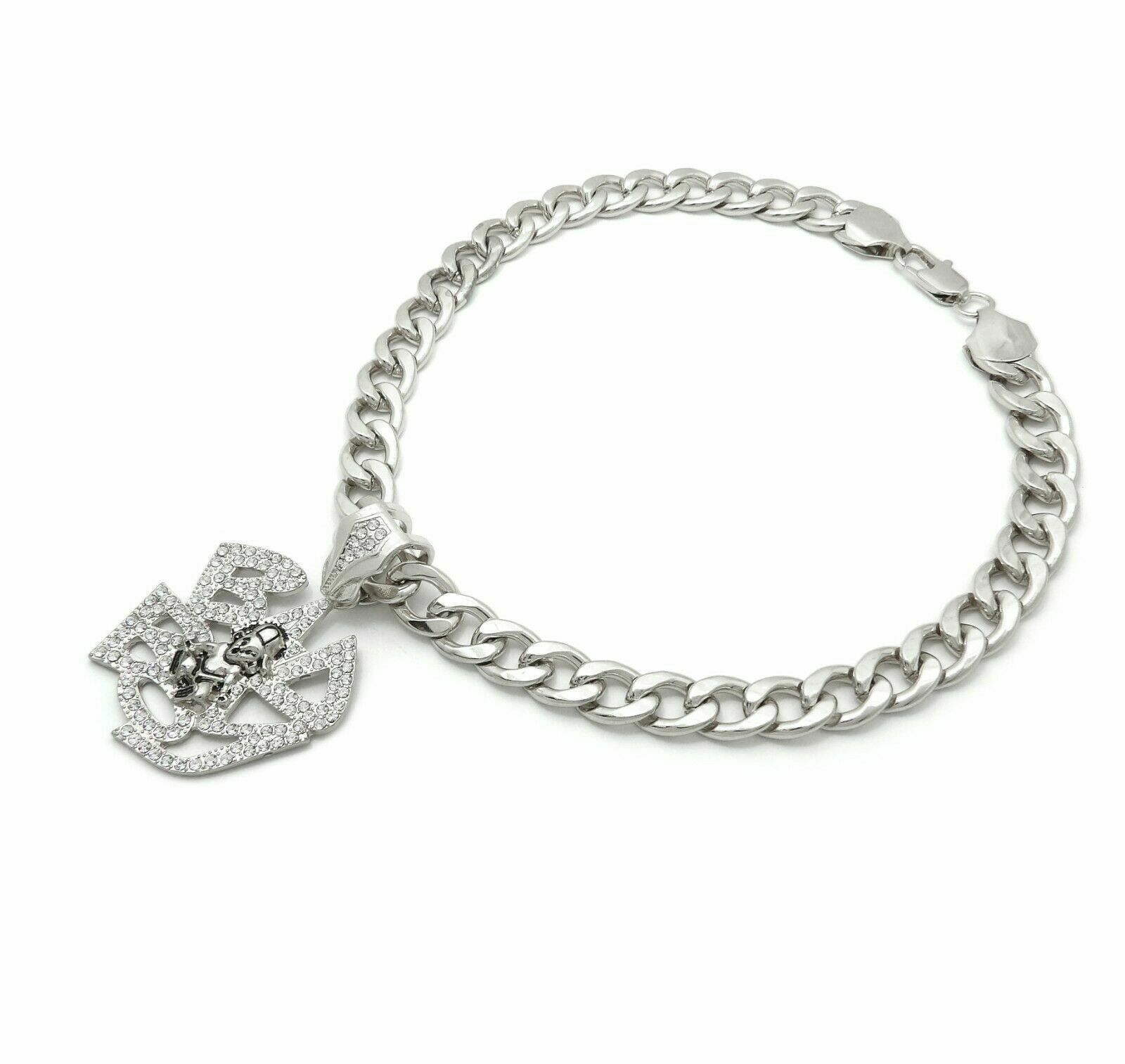 Iced Hip Hop Silver PT BADBOY Pendant & 11mm 20" Cuban Choker Chain ...