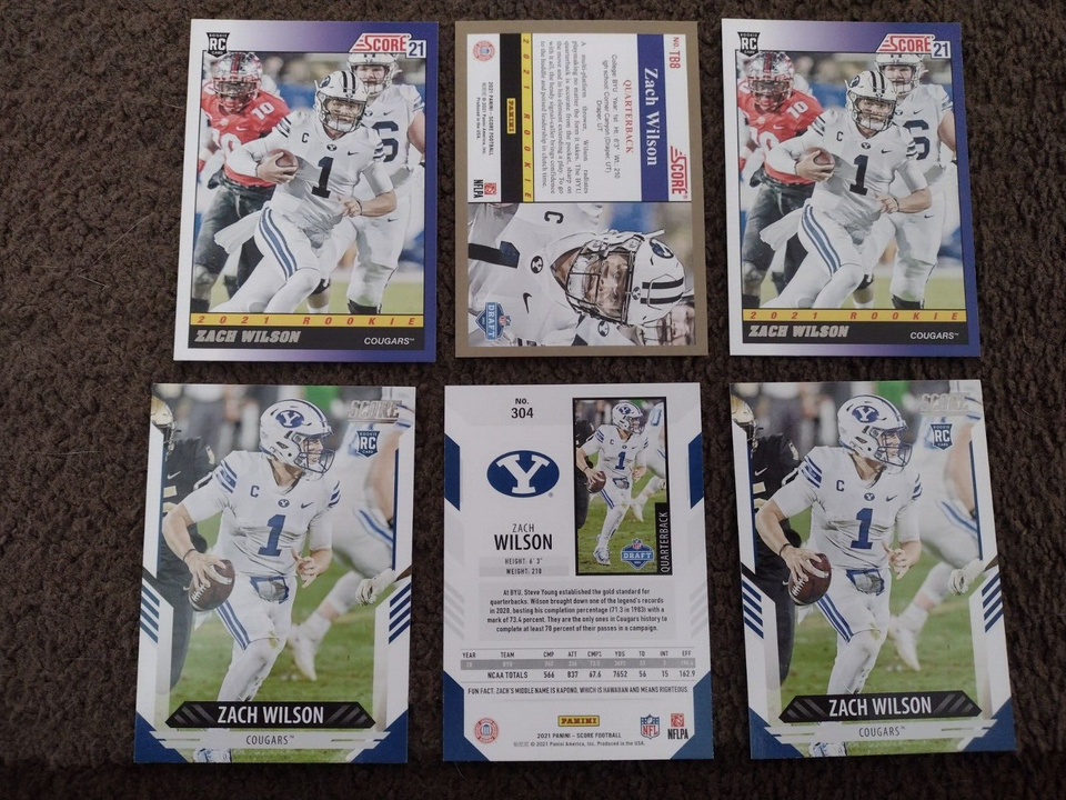 Zach Wilson-29 2021 Score RC cards- base and insert- New York Jets | eBay