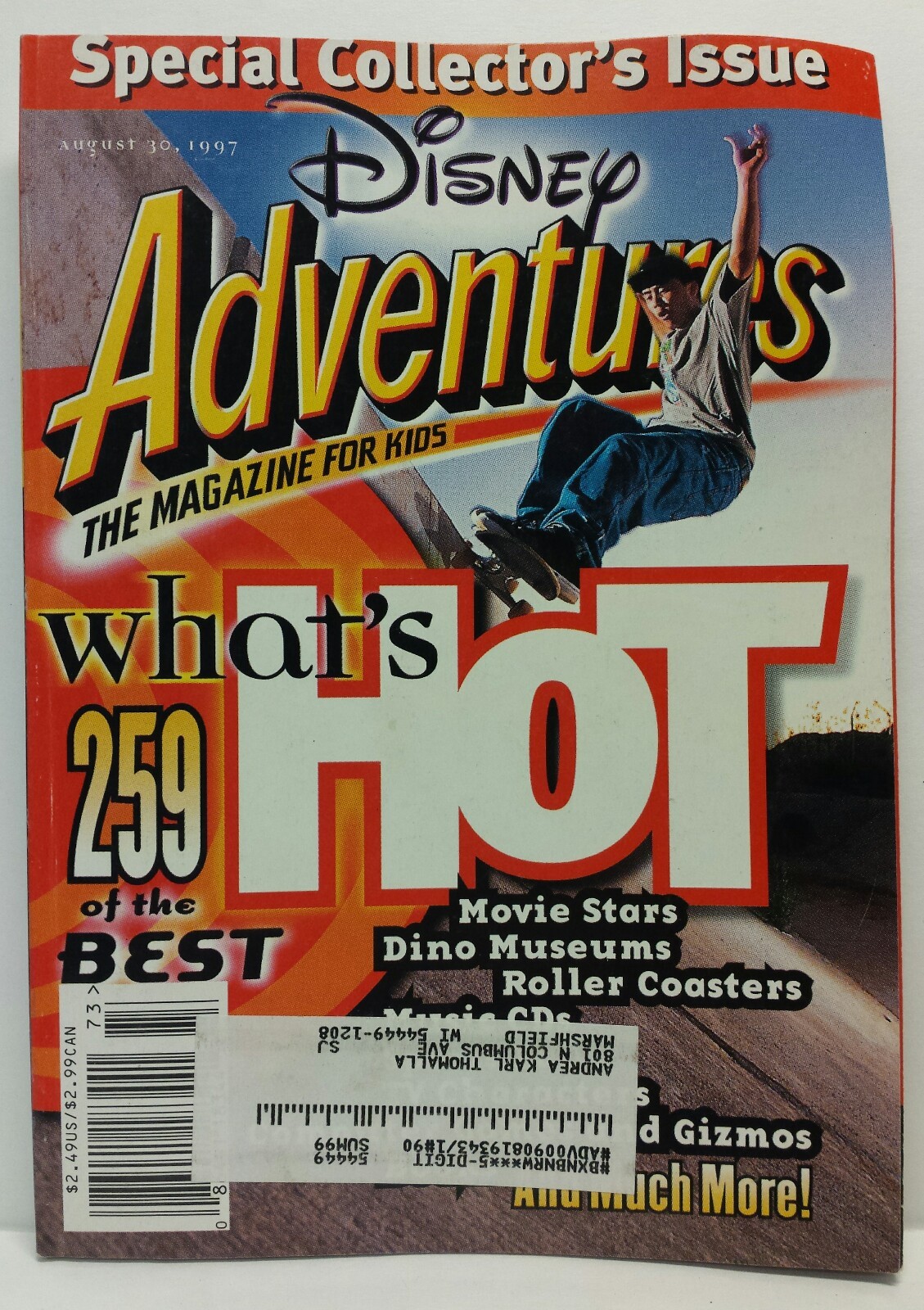 Disney Adventures Kids Magazine Back Issue August 30, 1997 Collector's ...