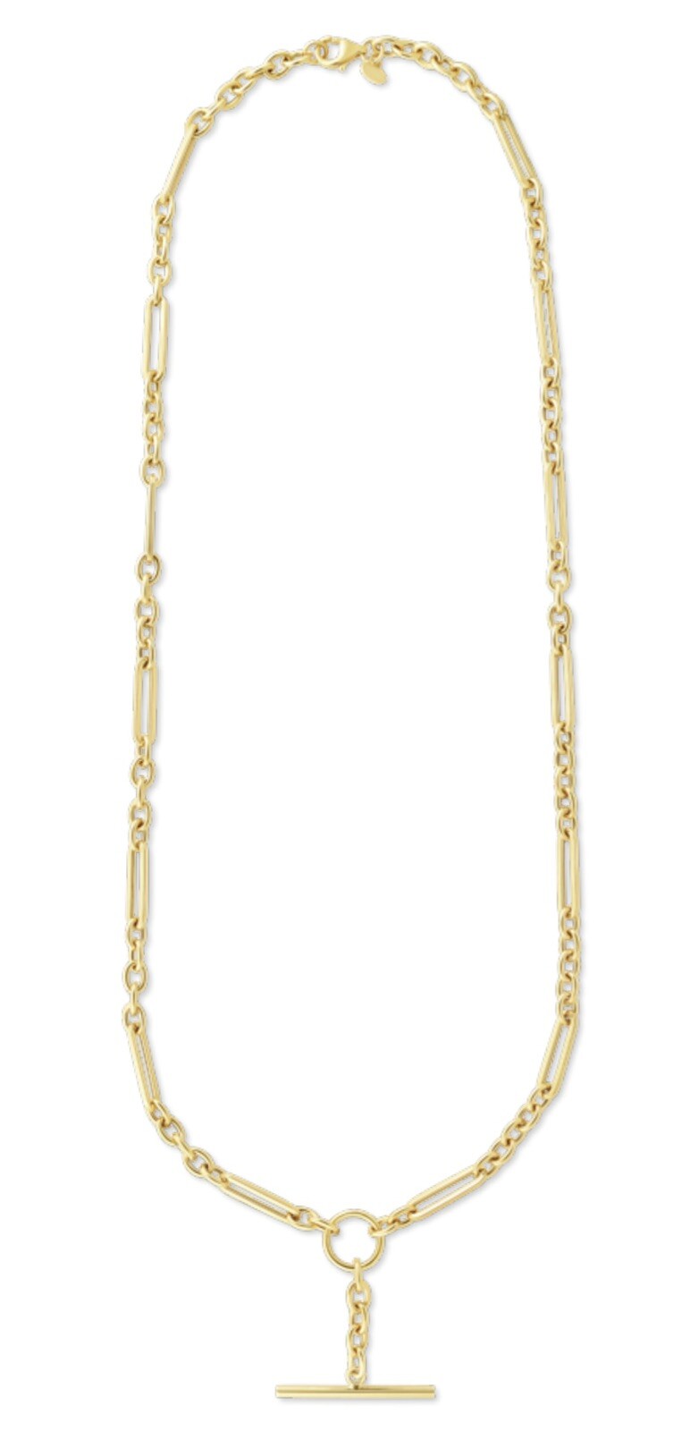 14k Yellow Gold Paperclip Necklace - Paper Clip Necklace - Fancy Gold ...