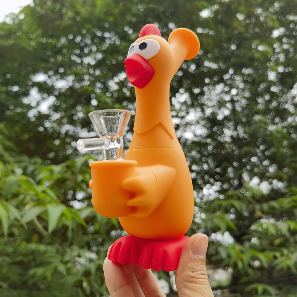 7" Yellow Screaming Chicken Smoking Pipes Hookah Unbreakable Hand Pipe ...