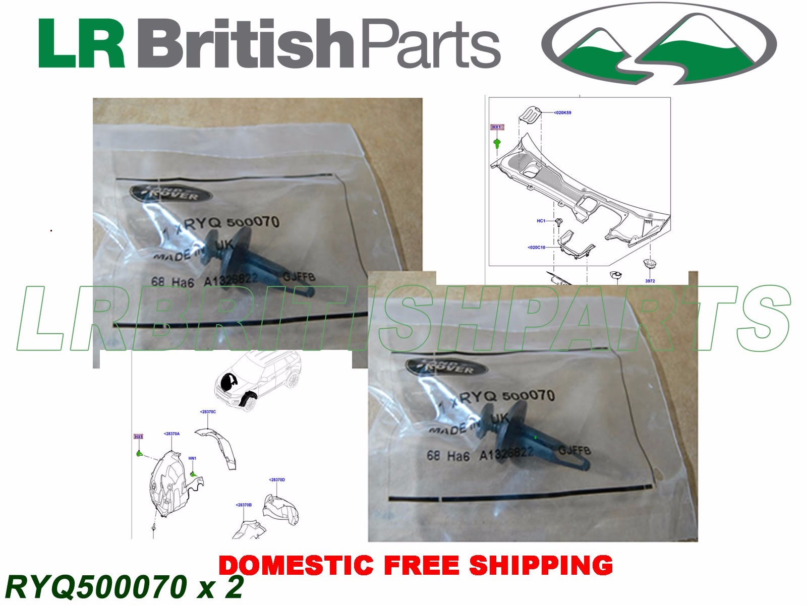 GENUINE LAND ROVER RETAINER 6.3 X 22 MM PUSH PIN LR2 SET OF 2 OEM NEW ...