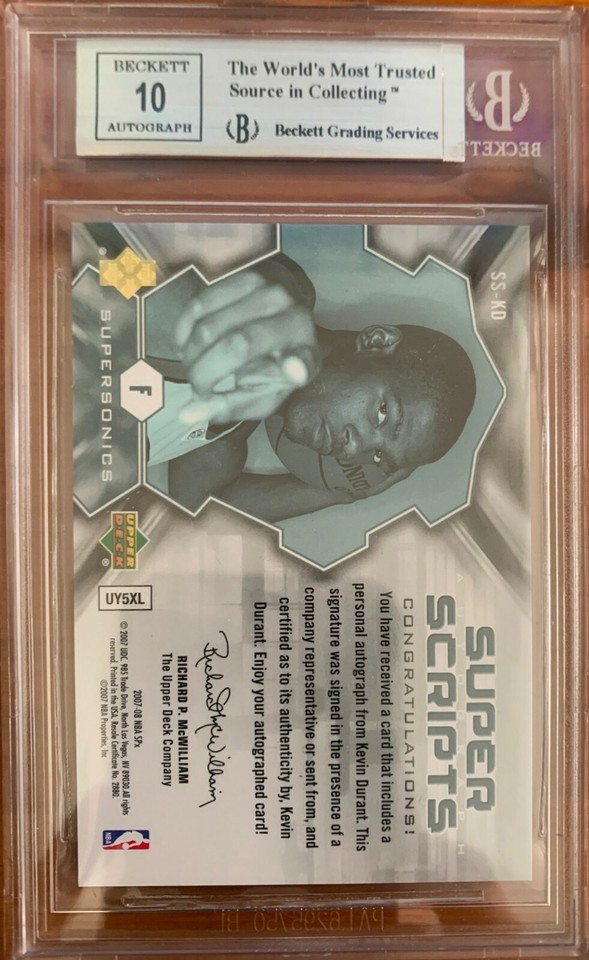 2007-08 SPX Super Scripts Kevin Durant Rookie Card Autograph BGS 9/10 ...