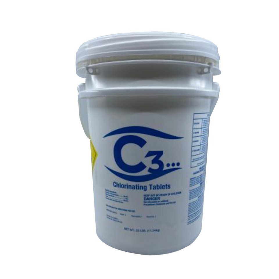 C3... Stabilized 3" 99% Trichloro Chlorine Swimming Pool Tablets - 25 ...