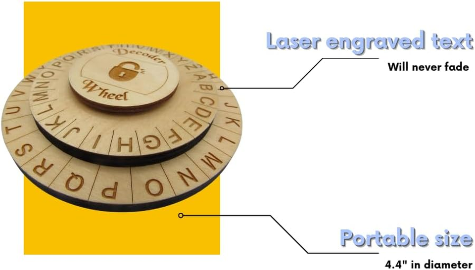 Wooden Caesar Cipher Secret Decoder Wheel - 4.4" Escape Room Prop, Spy ...