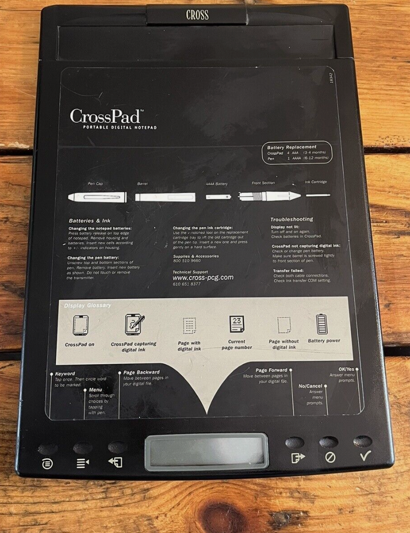 CrossPad Portable Digital Notepad CP41001-01XPAD NO CABLE/PEN UNTESTED ...