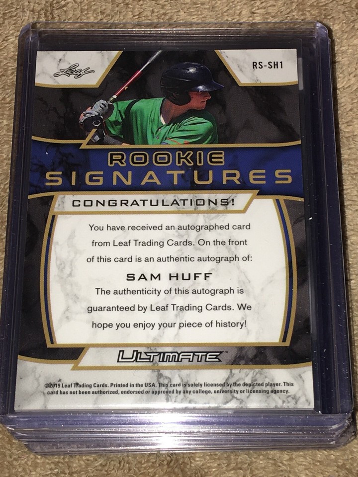SAM HUFF 2019 Leaf Ultimate Rookie Signatures Autograph on card #3/5 ...