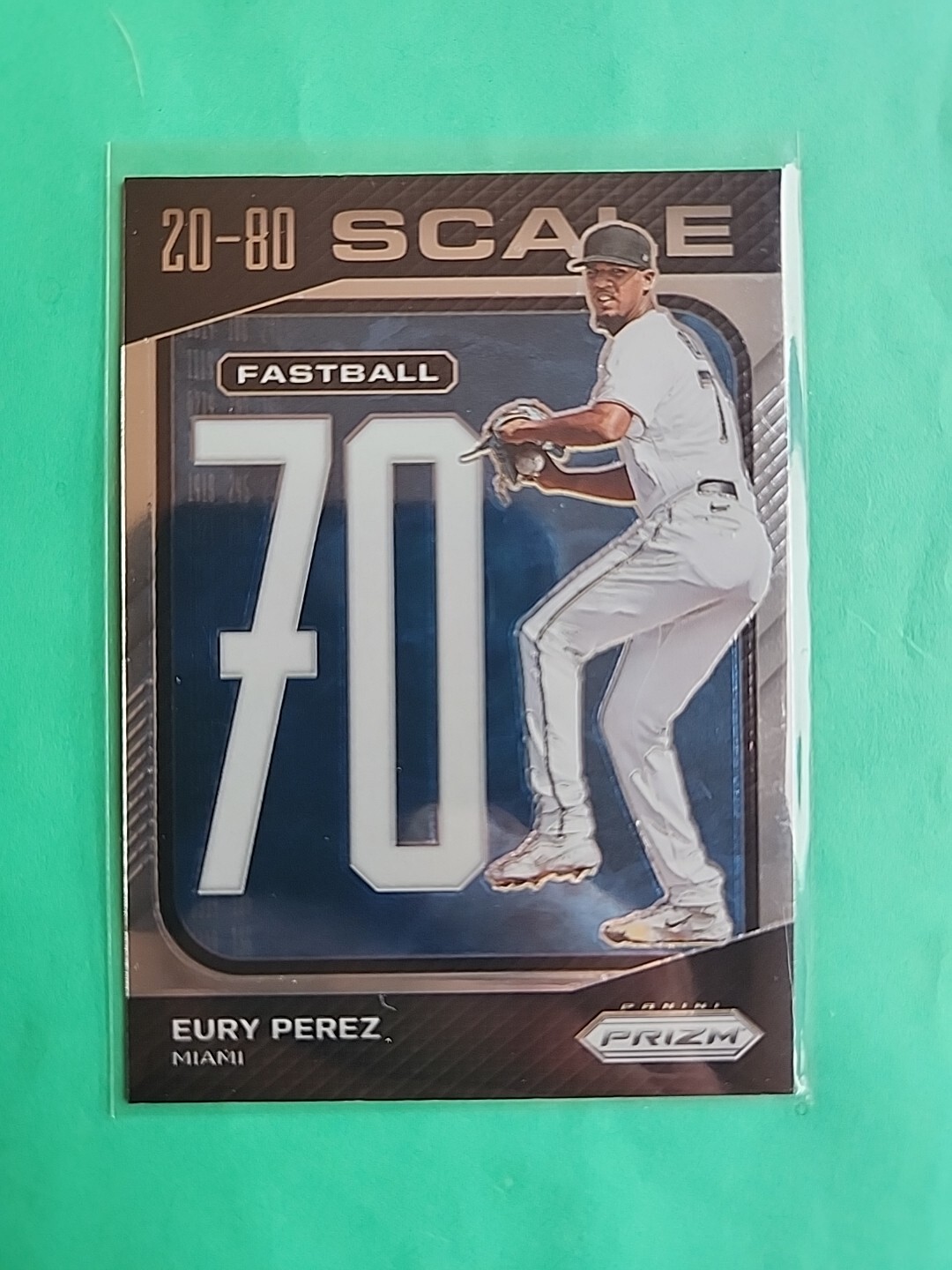 2023 Panini Prizm 20-80 Scale Insert #SC12 Eury Perez Miami Marlins ...