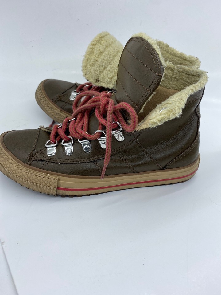 Converse Chuck Taylor All Star Brown Leather Hi-Top Sneakers - Junior ...