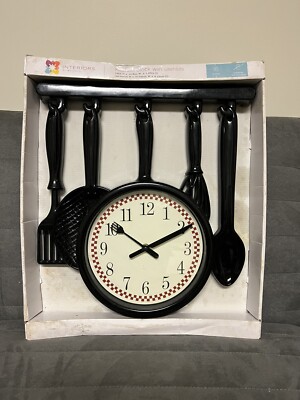 Interiors by Design kitchen clock with utensils | eBay