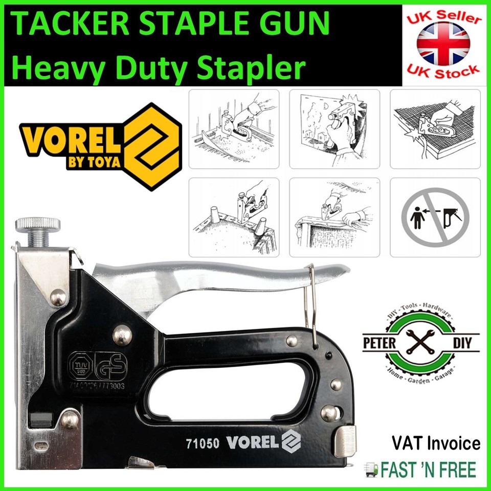 TACKER STAPLE GUN Heavy Duty 4-14mm Upholstery Trigger Stapler 11.3/0 ...