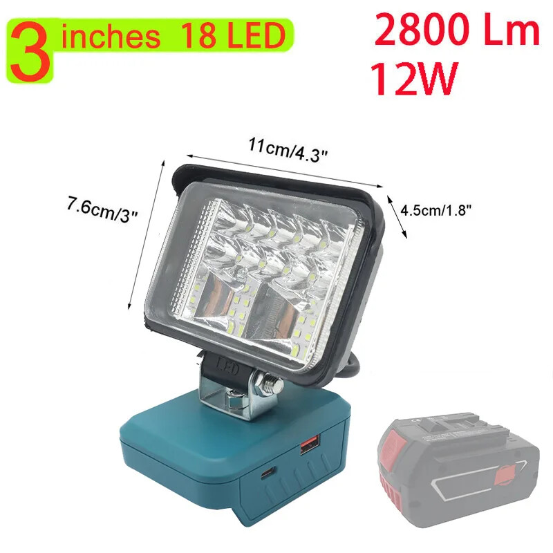 Cordless LED Work Lamp Light Flashlight Torch Spotlight For Bosch 18V ...
